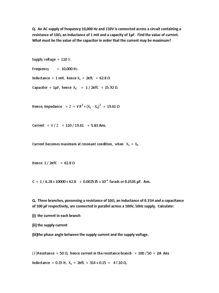 Solved Numericals in Electrical Topics MEO CLASS 2 | PDF | Electric ...