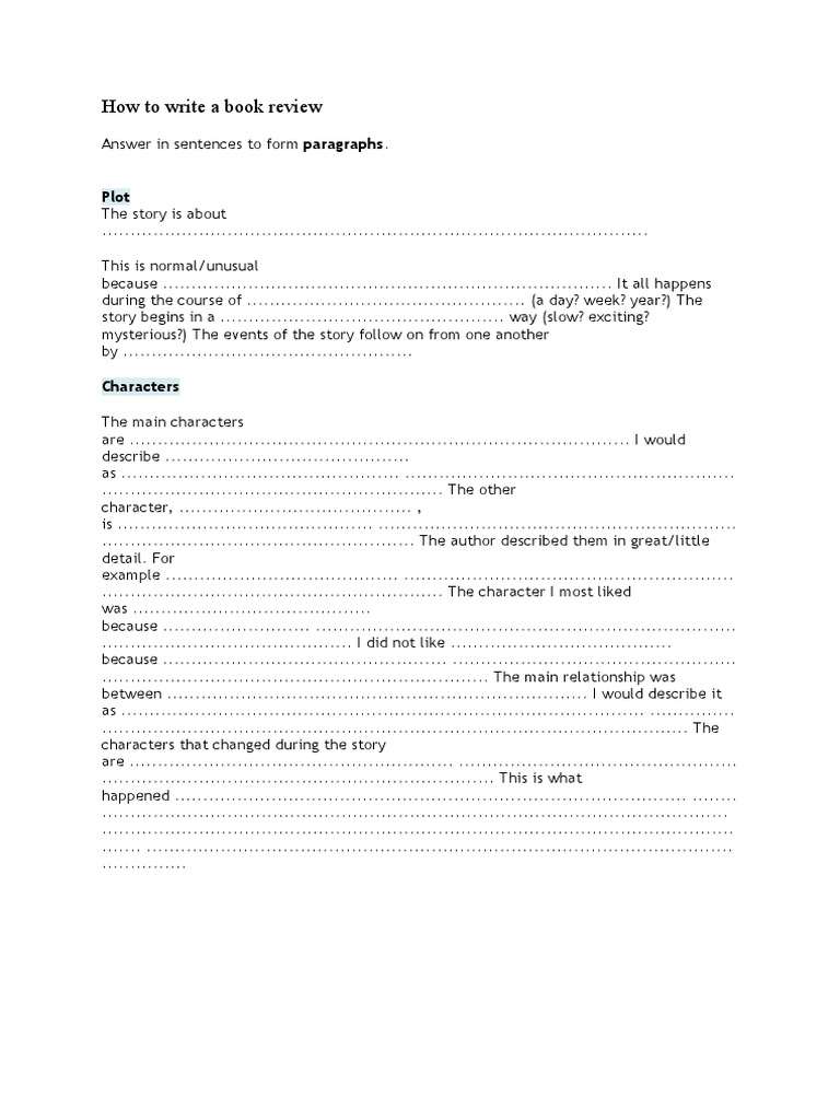 Guide to Writing a Book Review | PDF | Plot (Narrative)