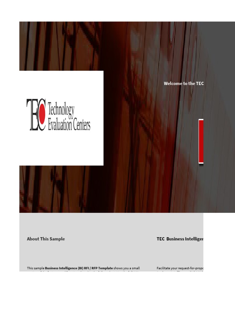 Welcome To The TEC Business Intelligence (BI) RFI / RFP Template | PDF ...