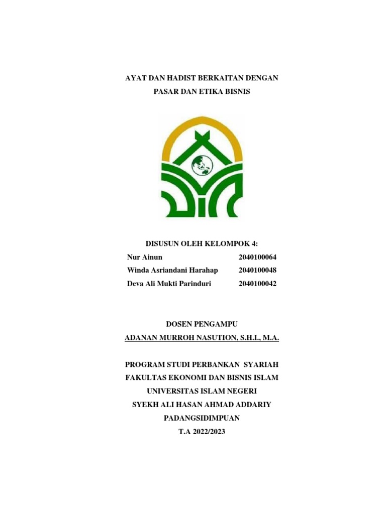 Ayat Dan Hadist Berkaitan Dengan Pasar Dan Etika Bisnis | PDF