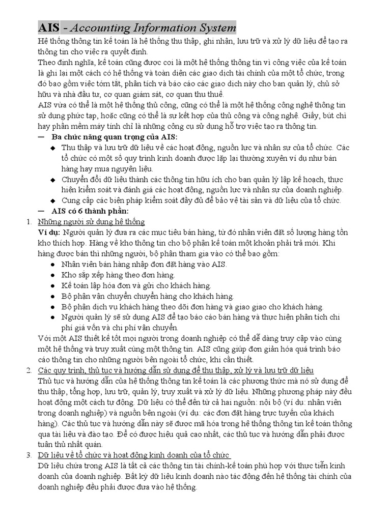 AIS - Accounting Information System | PDF