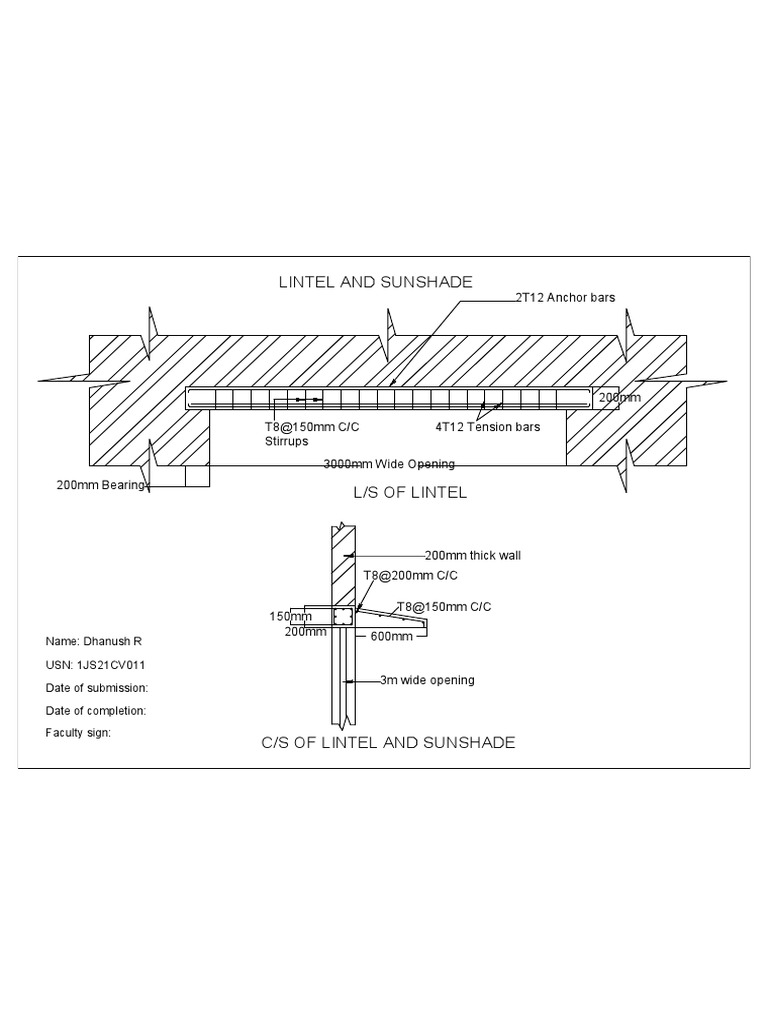 Lintel and Sunshade: 2T12 Anchor Bars | PDF