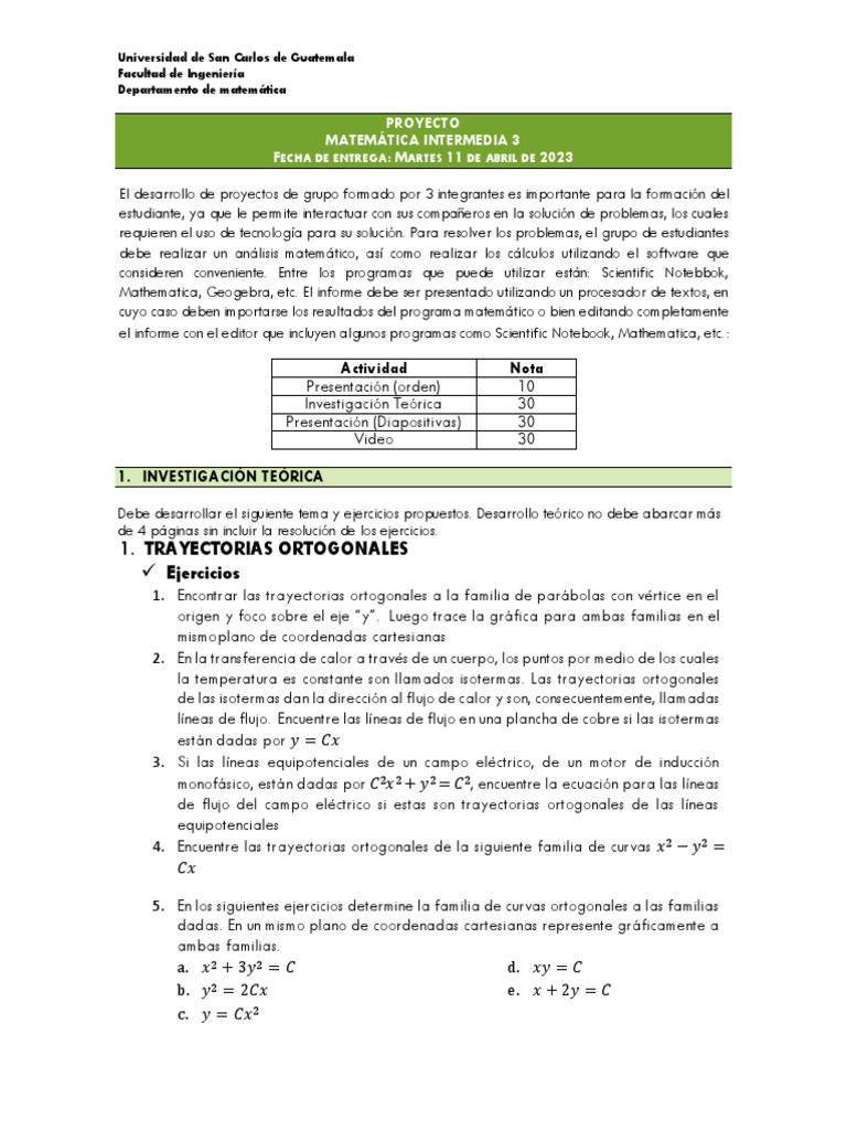 Trayectorias Ortogonales Ejercicios: Actividad Nota | PDF | Matemáticas | Ciencias fisicas
