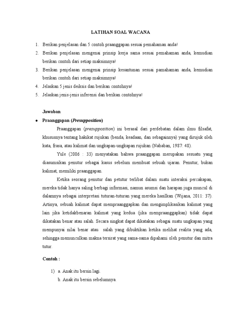 Latihan Soal Wacana | PDF