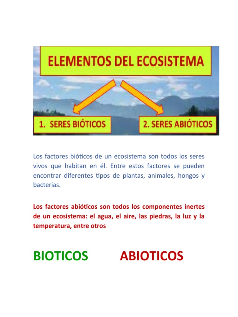 Los Factores Bióticos de Un Ecosistema Son Todos Los Seres Vivos Que Habitan en Él | PDF
