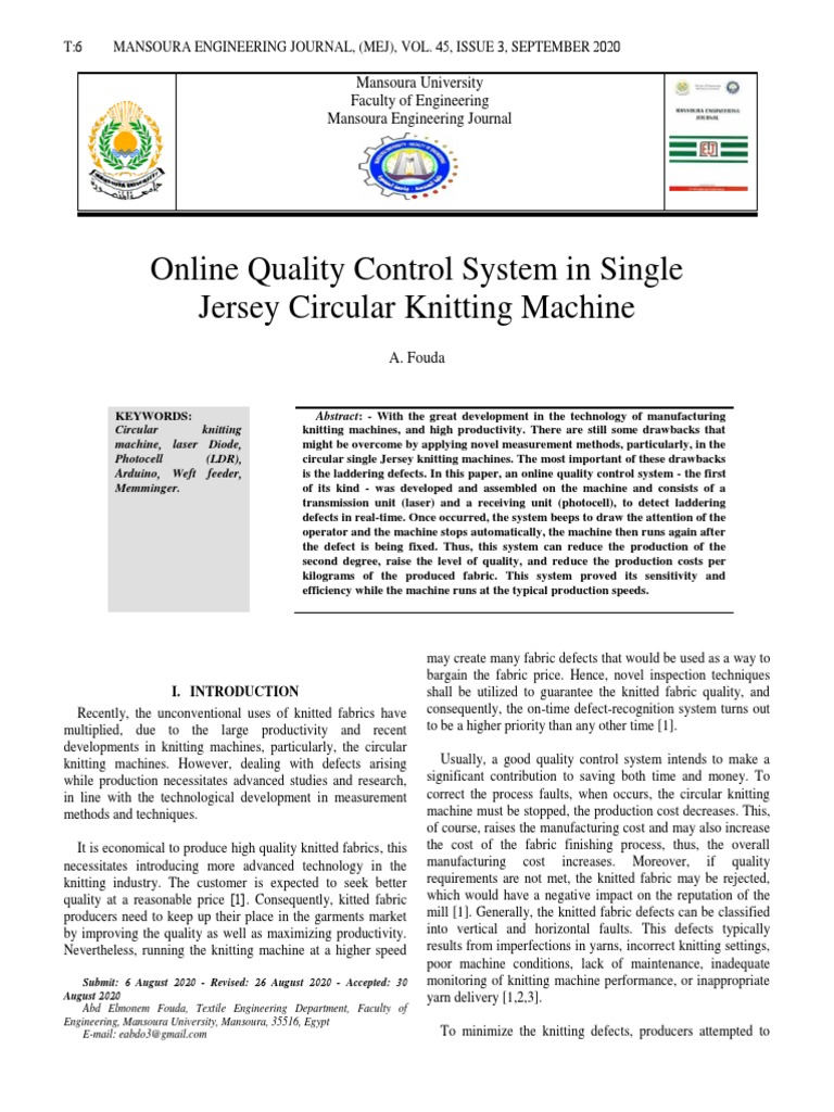 Online Quality Control System for Detecting Laddering Defects in Real-Time on Circular Single ...