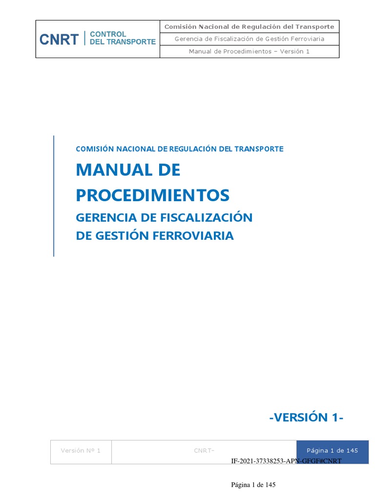 Manual de Procedimientos: Gerencia de Fiscalización de Gestión Ferroviaria | PDF | Gestión de ...