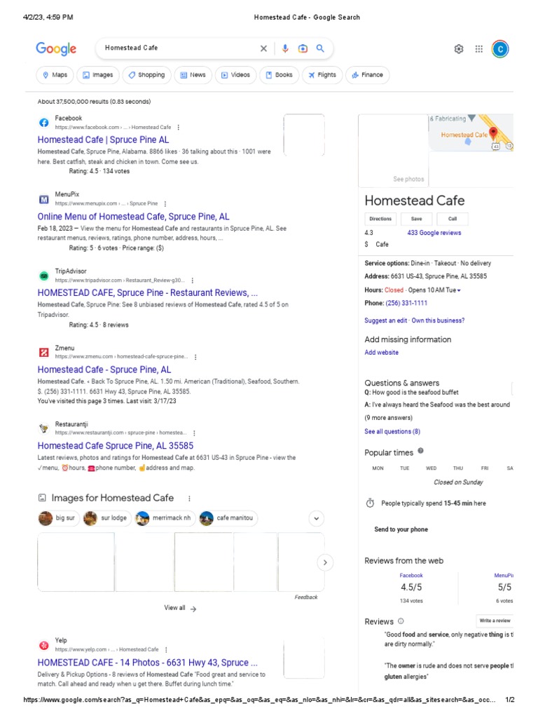 Homestead Cafe - Google Search | PDF | Menu | Restaurants