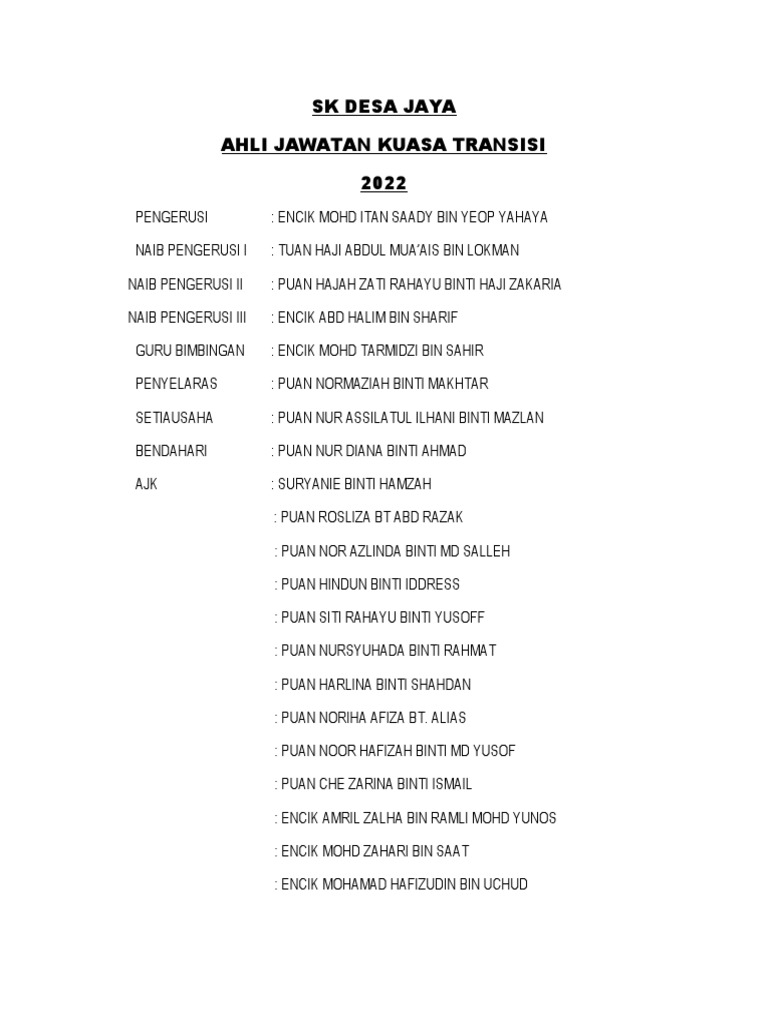 Ajk Transisi Tahun 1 2022 | PDF