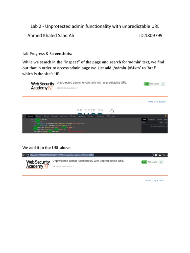 Lab 2 Unprotected Admin Functionality With Unpredictable Url Pdf 1737