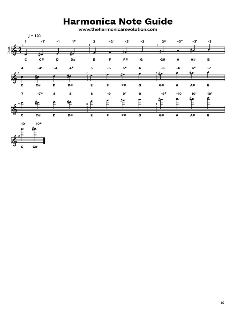 Harmonica Note Guide: Learn the Notes Fast | PDF