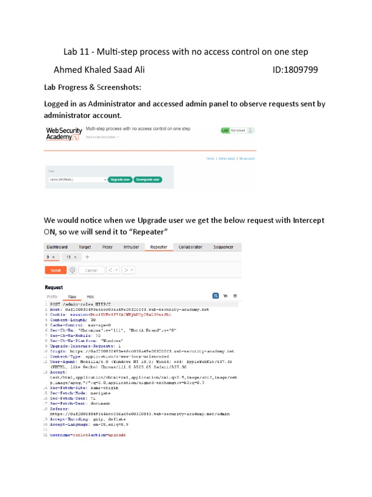 Lab 11 - Multi-Step Process With No Access Control On One Step | PDF