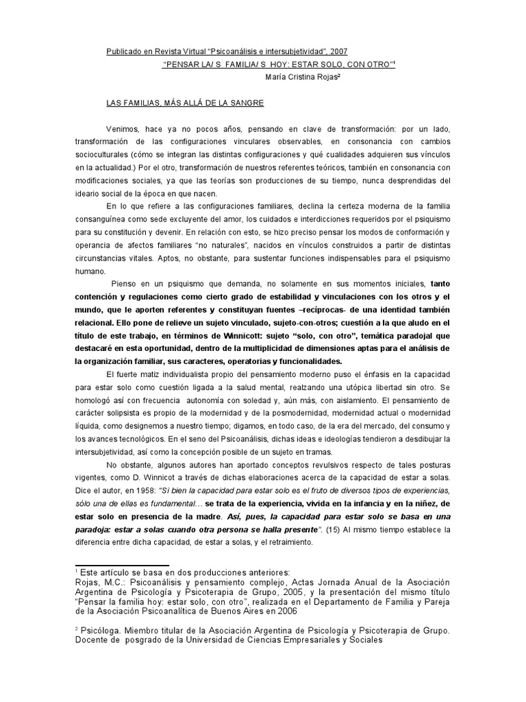 Cuestiones 2 Pensar_la_familia_hoy | PDF | Psicoanálisis | Psique (psicología)