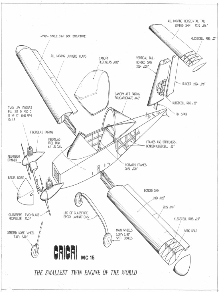 Mc15 Cri Cri Plans | PDF | Empennage | Aerospace Engineering