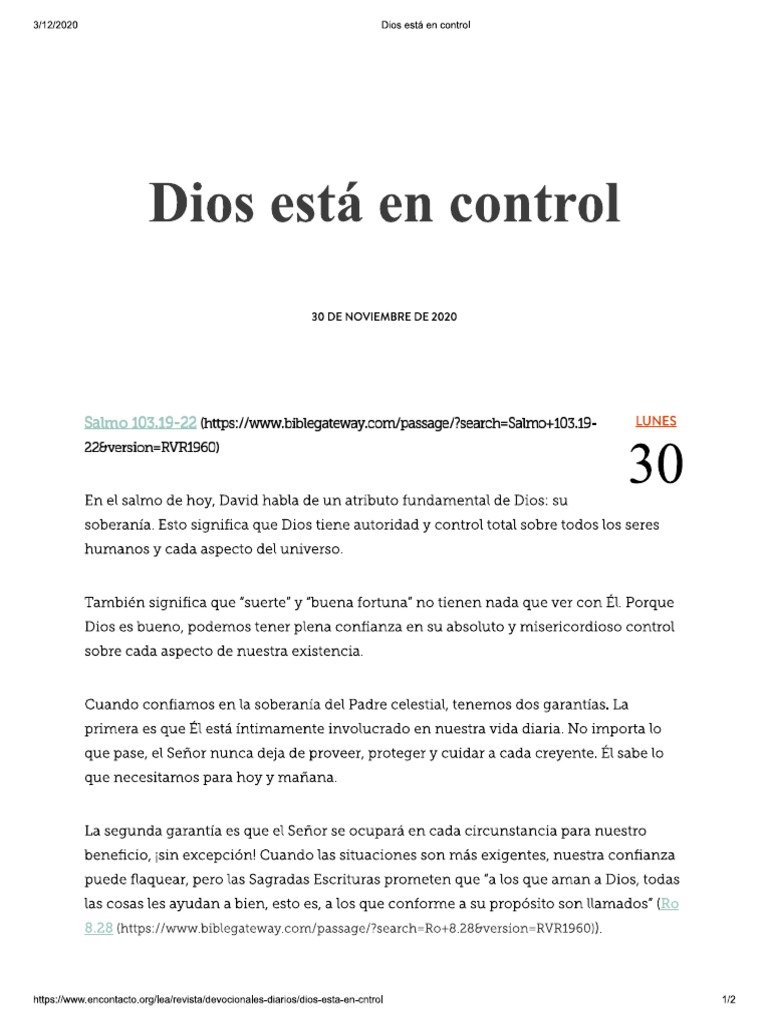 Dios Está en Control | PDF