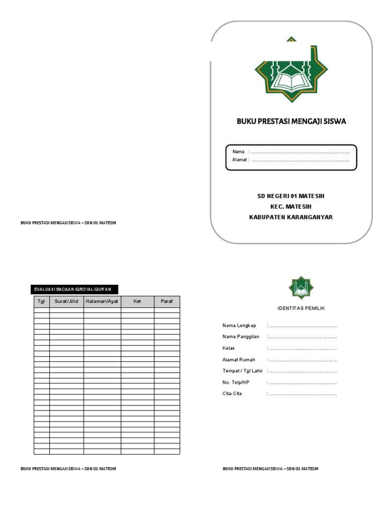 Buku Prestasi Mengaji Siswa | PDF