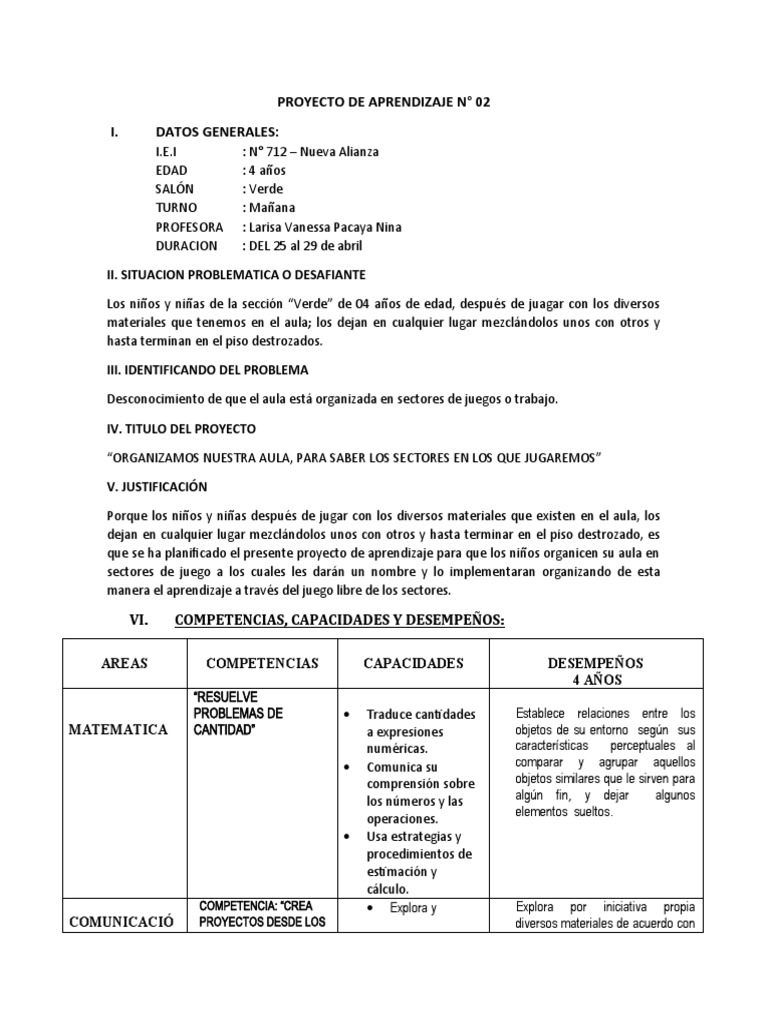 Proyecto de Aprendizaje N 2 | PDF | Aprendizaje | Matemáticas