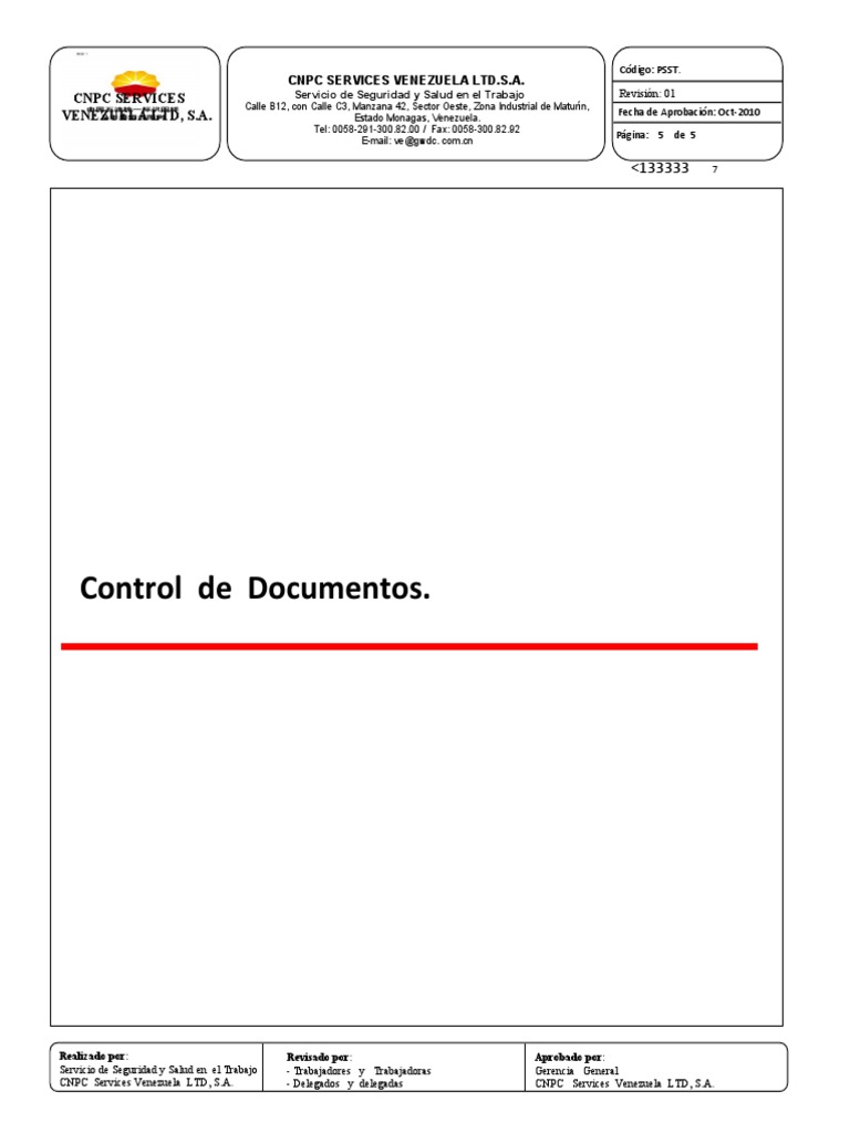 Control de Documentos | PDF | Seguridad y salud ocupacional | Venezuela