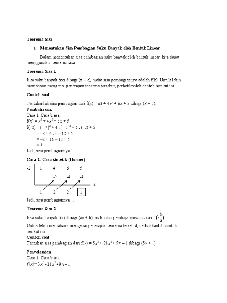 Penggunaan Teorema Sisa | PDF