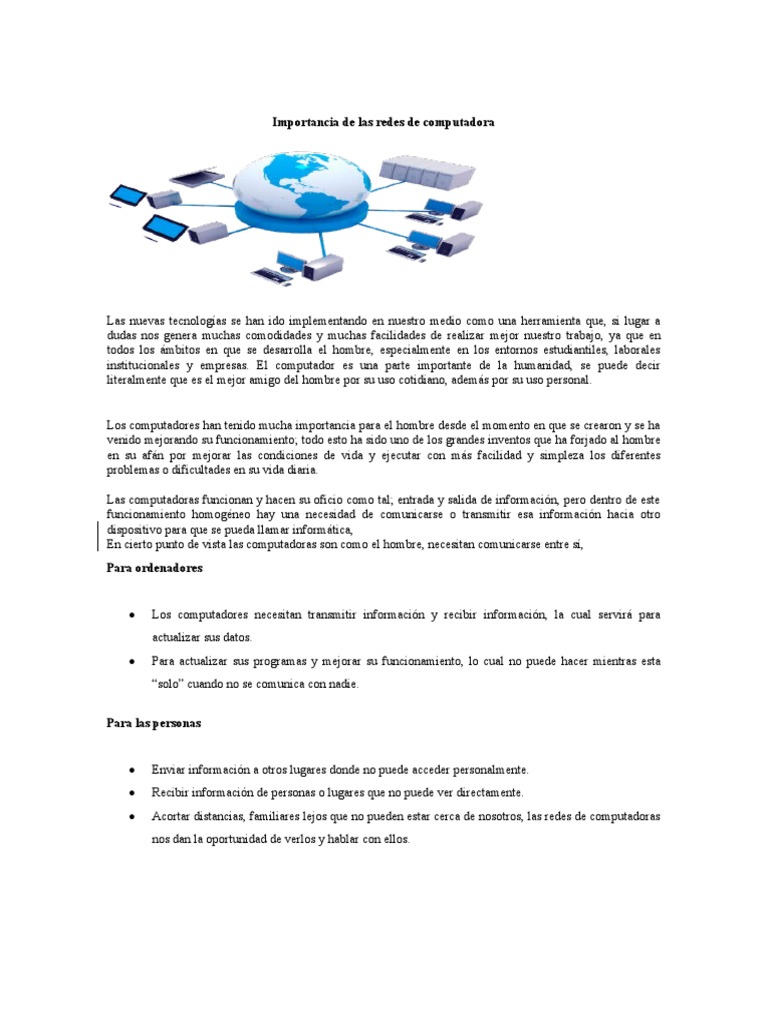 Importancia de Las Redes de Computadora | PDF