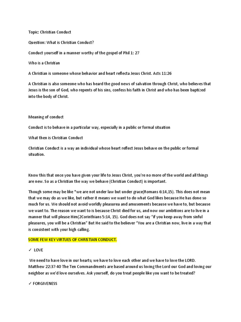 Understanding Christian Conduct Principles | PDF | Forgiveness | Jesus