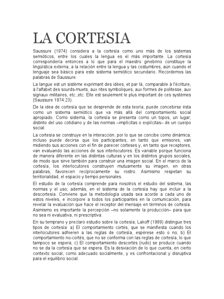 La Cortesía | PDF | Comunicación | Comportamiento