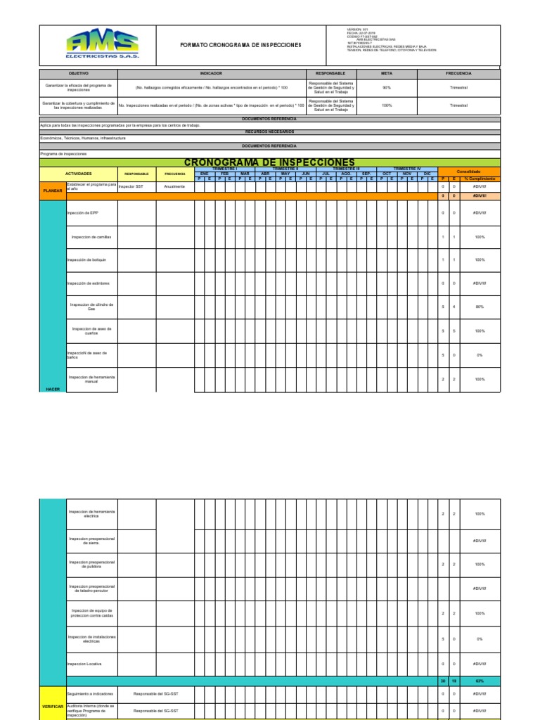 Formato Cronograma de Inspecciones | PDF | Economias