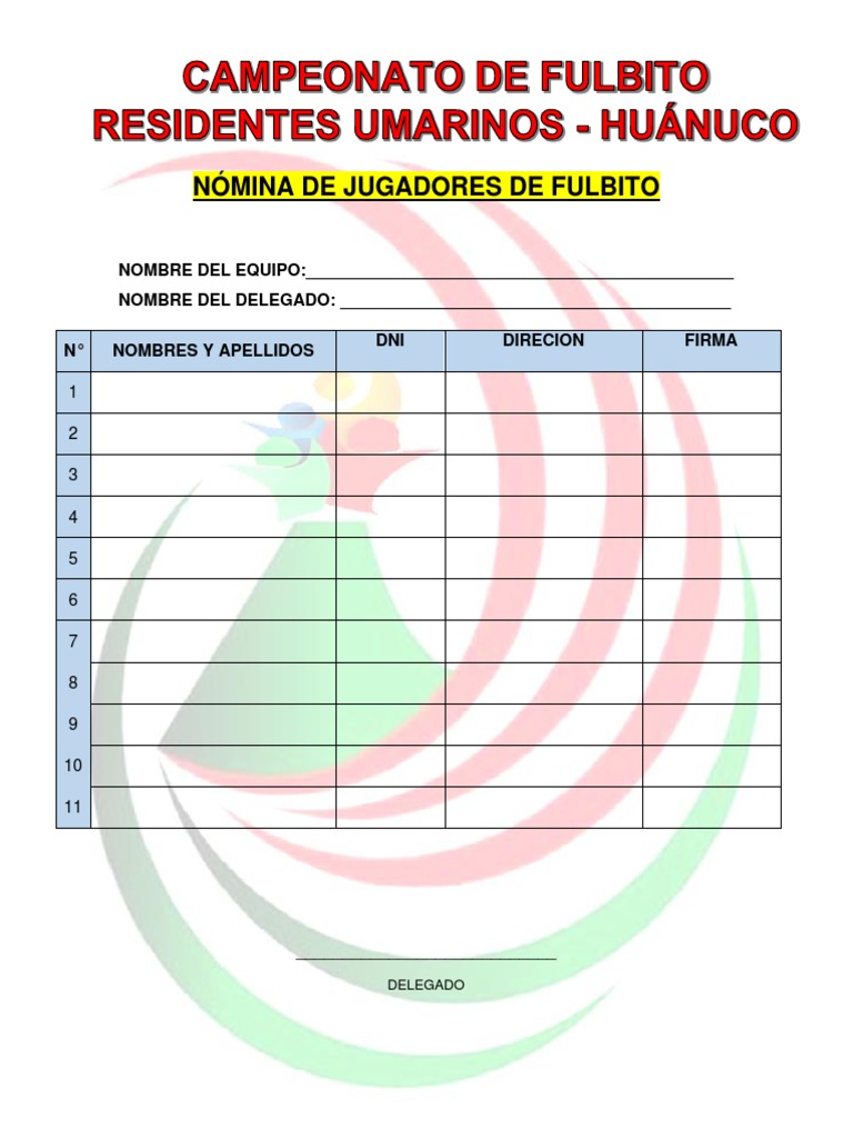 NOMINA - DE - JUGADORES - DE Fulbito 3 | PDF