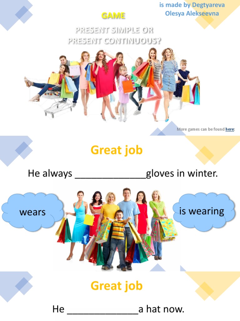 Present Simple Vs Present Continuous Clothes Game Boardgames Games ...