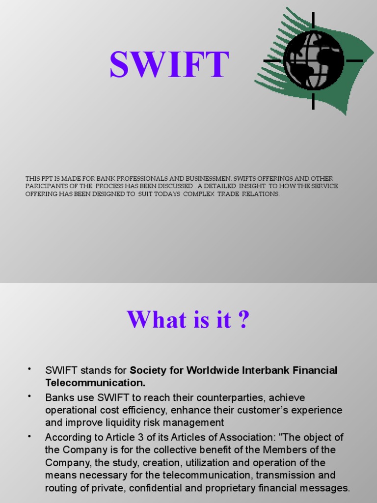 SWIFT Presentation | PDF | International Sanctions | Economies