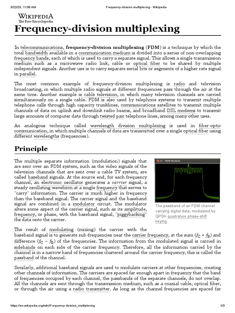 Frequency-Division Multiplexing - Wikipedia | PDF | Telecommunications ...