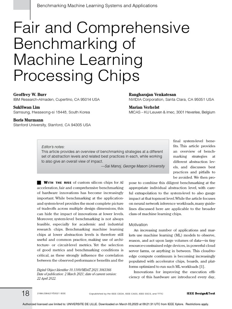 Fair and Comprehensive Benchmarking of Machine Learning Processing ...