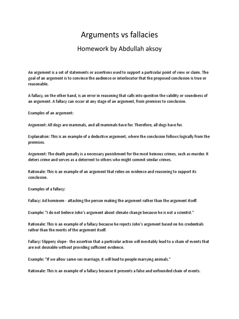 Arguments Vs Fallacies | PDF