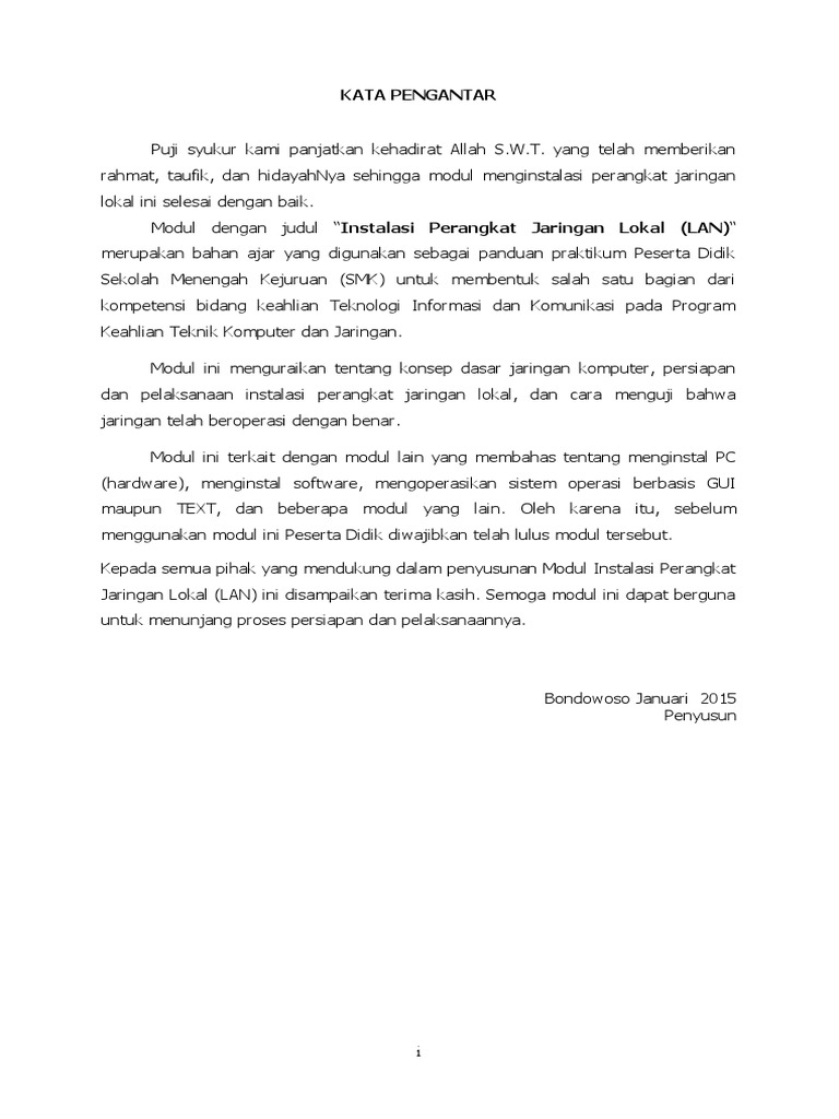 KATA PENGANTAR Modul Lan 1 | PDF