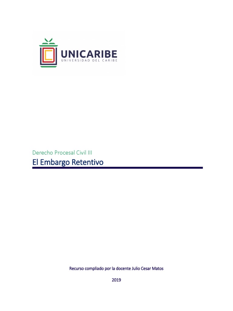 Unidad 3. Recurso 1. El Embargo Retentivo | PDF | Pagos | Demanda judicial