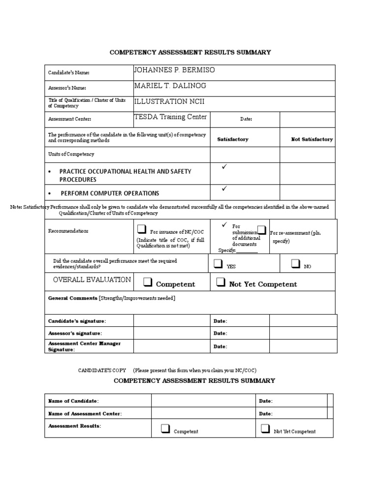 Competency Assessment Results Summary | PDF Competency Assessment Results Summary | PDF