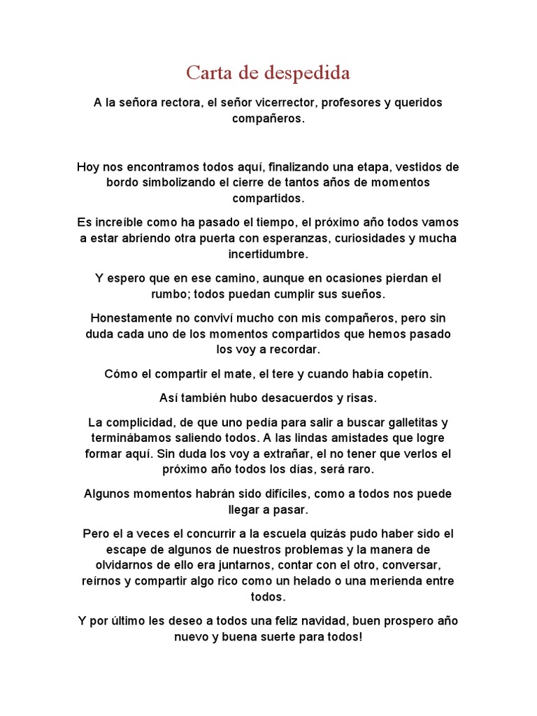 Carta de Despedida | PDF