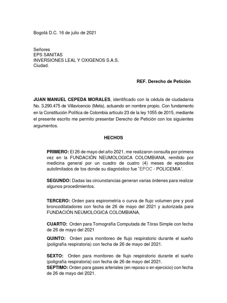 Derecho de Petición Manuel Cepeda | PDF | Derecho