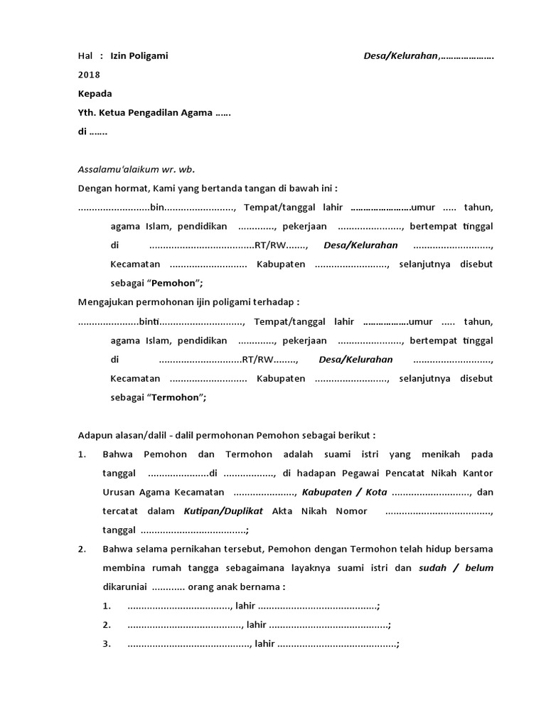 Surat Izin Poligami | PDF | Hukum