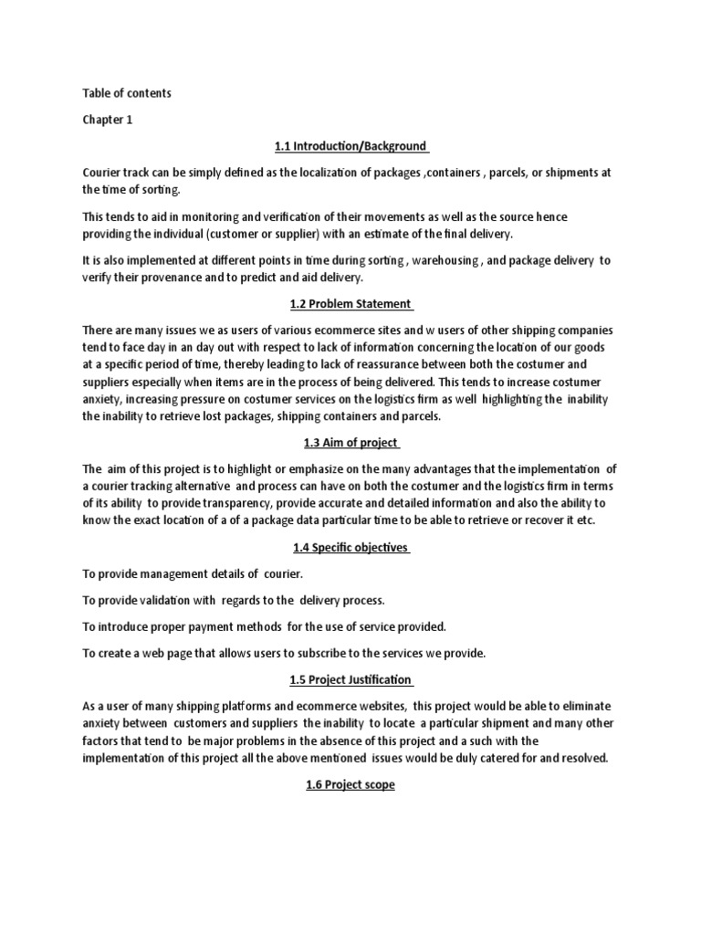 Mini Project Documentation | PDF | Logistics | Courier