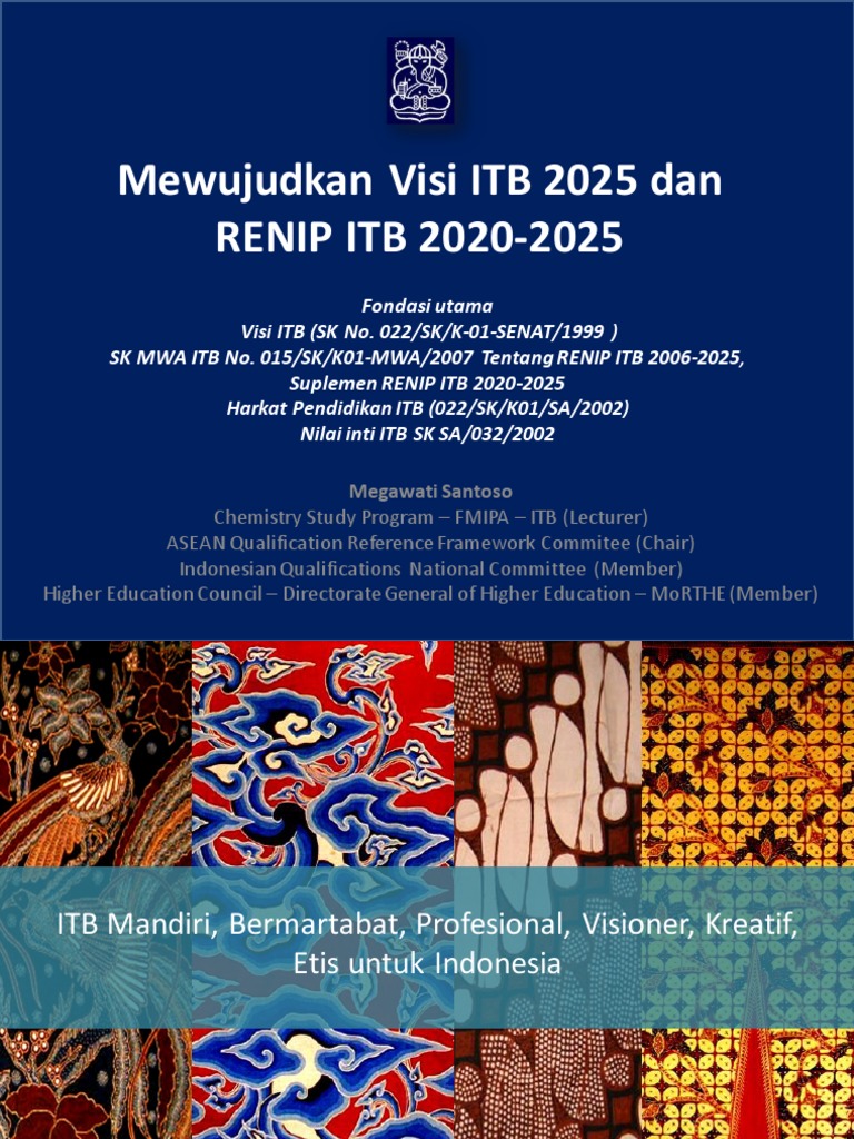 Mewujudkan Visi ITB 2025 Dan RENIP ITB 2020-2025-MSA | PDF | Academia ...