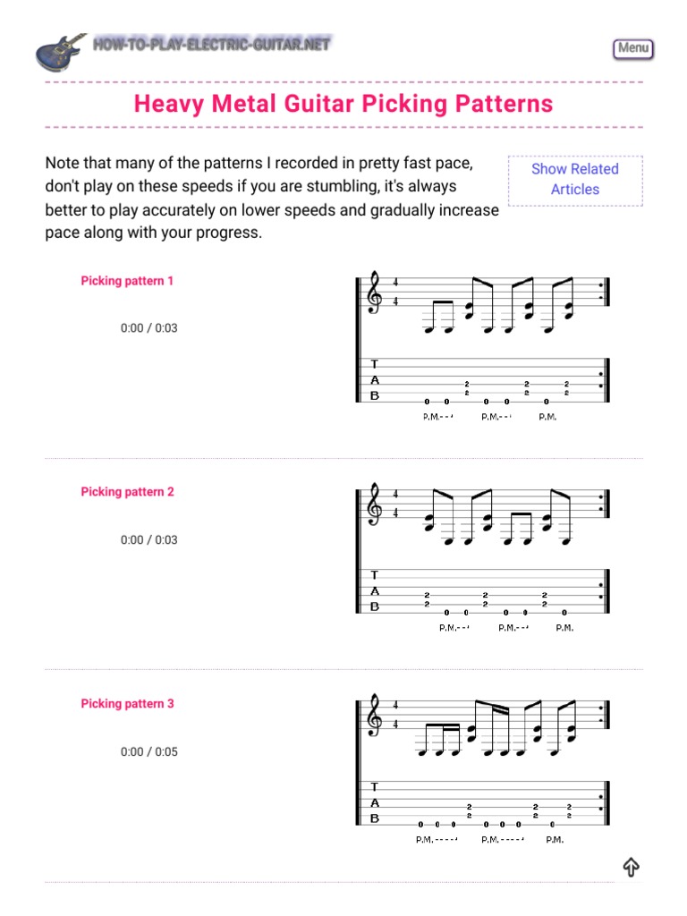 Heavy Metal Guitar Picking Patterns | PDF | Guitars | Heavy Metal Music