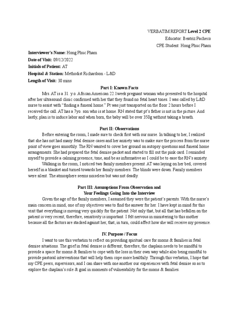 Verbatim 1-1 | PDF | Grief | Psychology