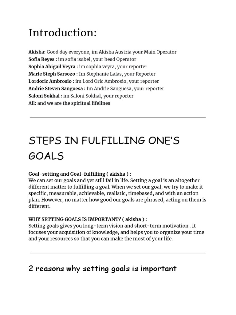 Script in Goal Setting Report | PDF | Goal | Organizational Behavior