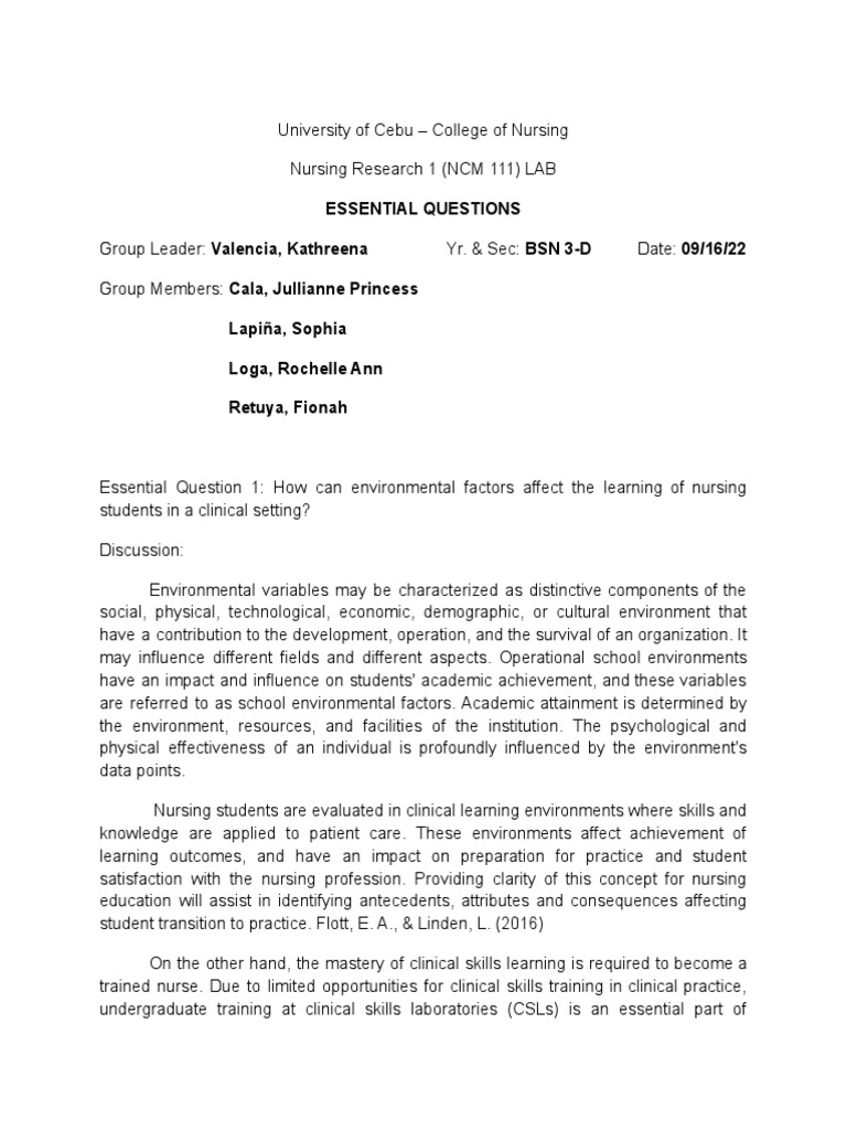 Assignment - Essential Questions | PDF | Nursing | Sleep Deprivation