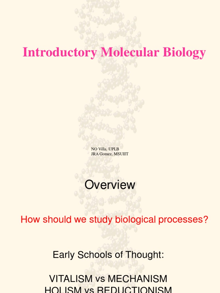The Foundations and Logic of Molecular Biology | PDF | Biology | Cell ...