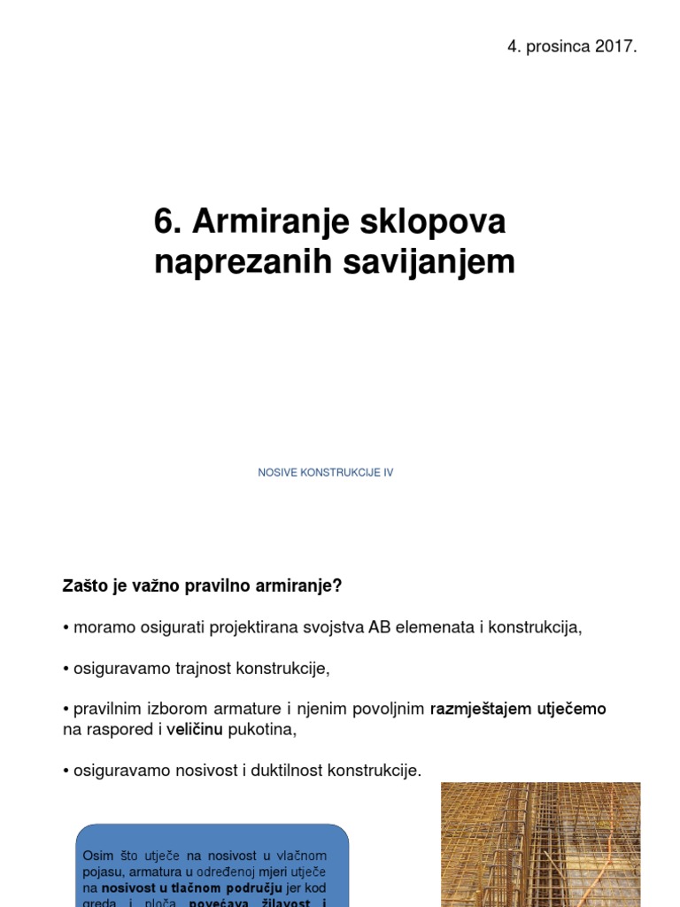 6 Armiranje Sklopova Naprezanih Savijanjem | PDF