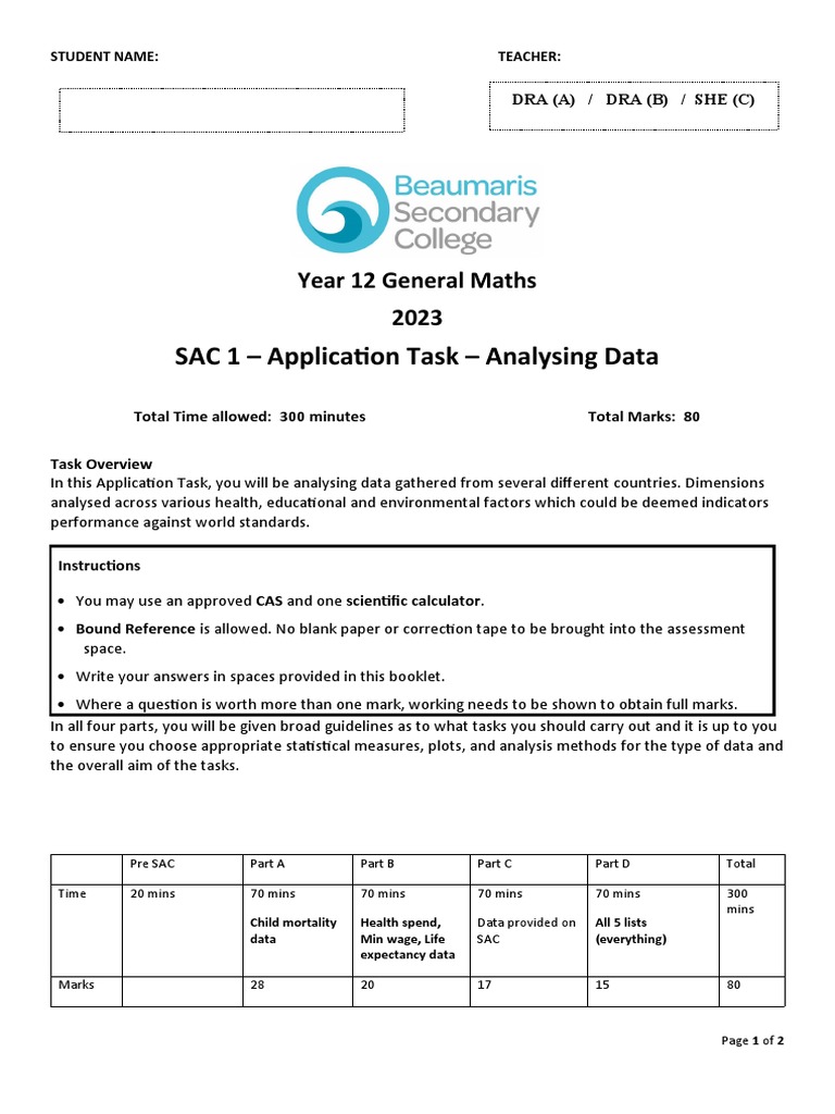 SAC 1 - Data Analysis - 1. PRE DATA | PDF