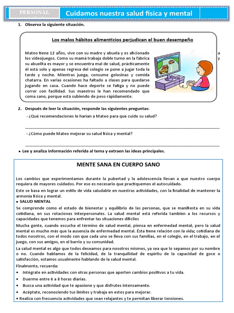 Hojas De Trabajo Sobre La Salud Corporal Cuerpo Humano. Fichas Y