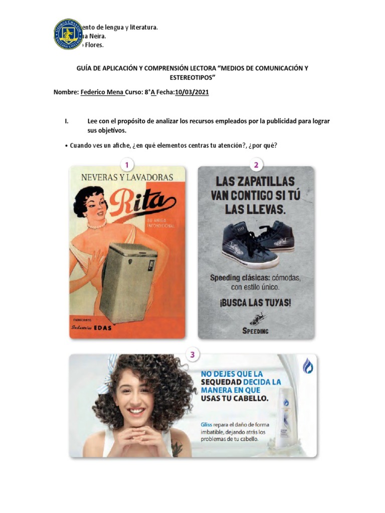 GUÍA MEDIOS DE COMUNICACIÓN 8VO | PDF | Póster | Publicidad